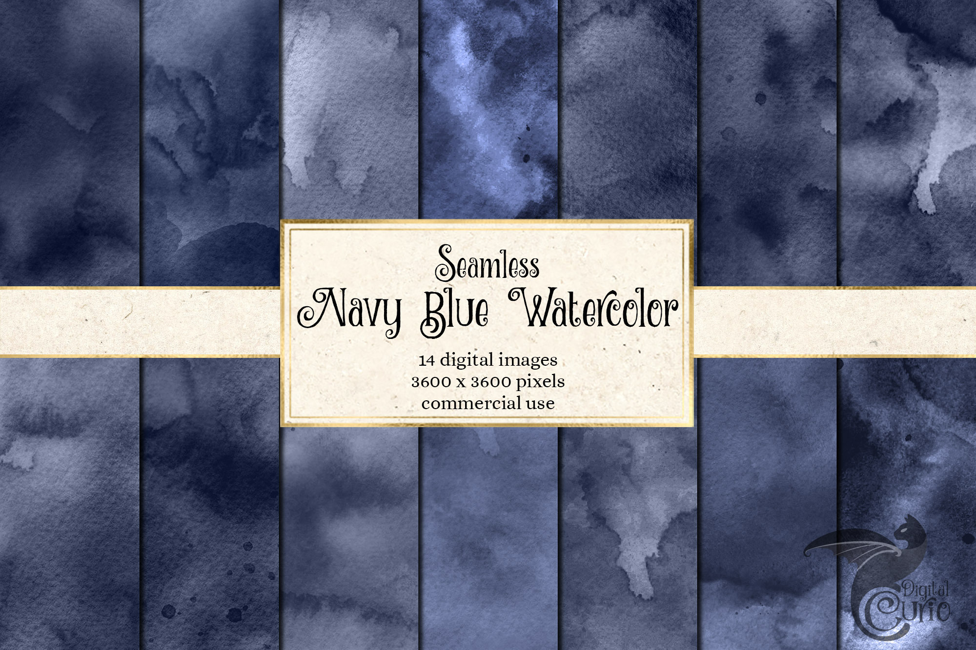 Seamless Navy Watercolor Textures, a Texture Graphic by Digital Curio