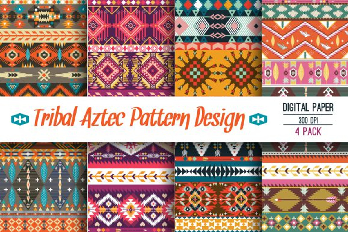 Collection Bright Aztec Patterns, a Pattern Graphic by tomuato