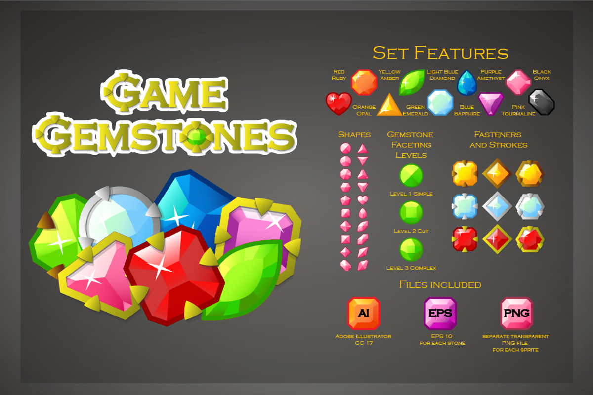 Game Gemstones, an Object Graphic by sunny_sunny_game_art | Creative Market