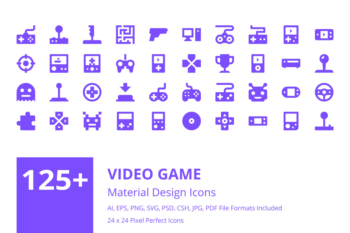 125+ Video Game Material Design Icon, an Icon by Creative Stall