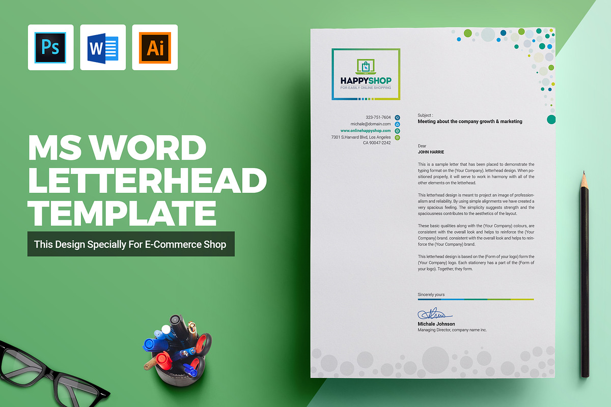 MS Word Letterhead Template, a Stationery Template by ContestDesign