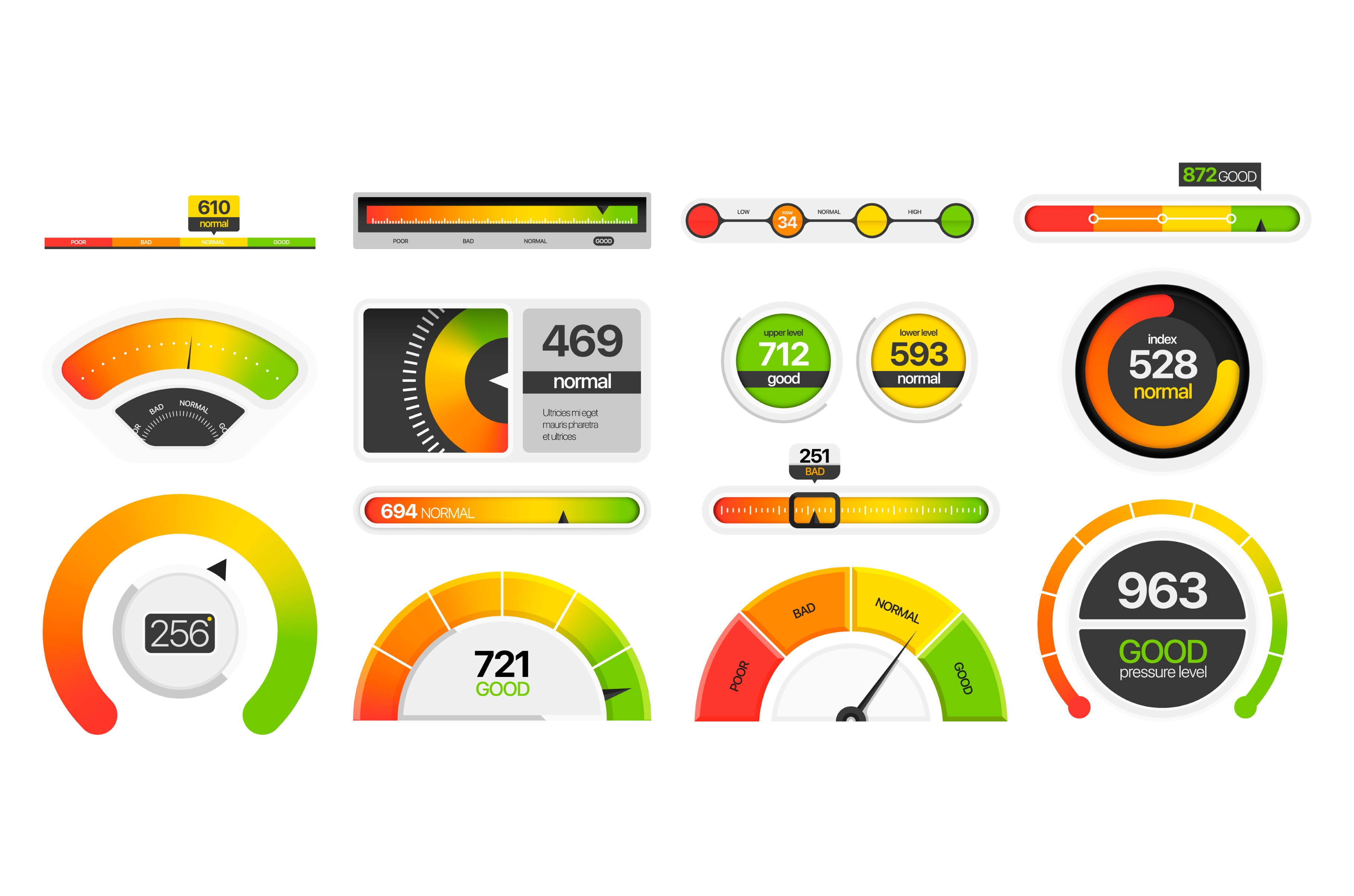 Gauges measuring scale. Progress bar, a Technology Illustration by ...