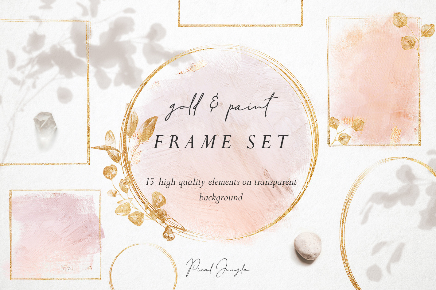 15 Gold & watercolor frames - PNG, an Object Graphic by PixelJungle