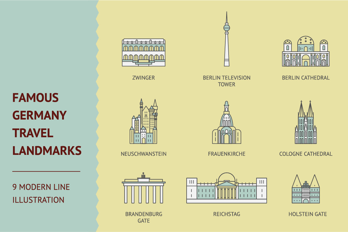 Famous Germany travel landmarks | Graphic Objects ~ Creative Market