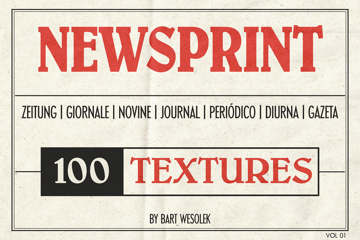 100 Newsprint Paper Textures, a Texture Graphic by Bart Wesolek