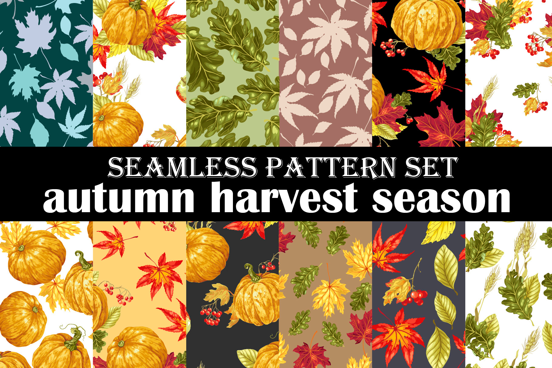Set of autumn harvest season pattern, a Pattern Graphic by YuliaFHT ...