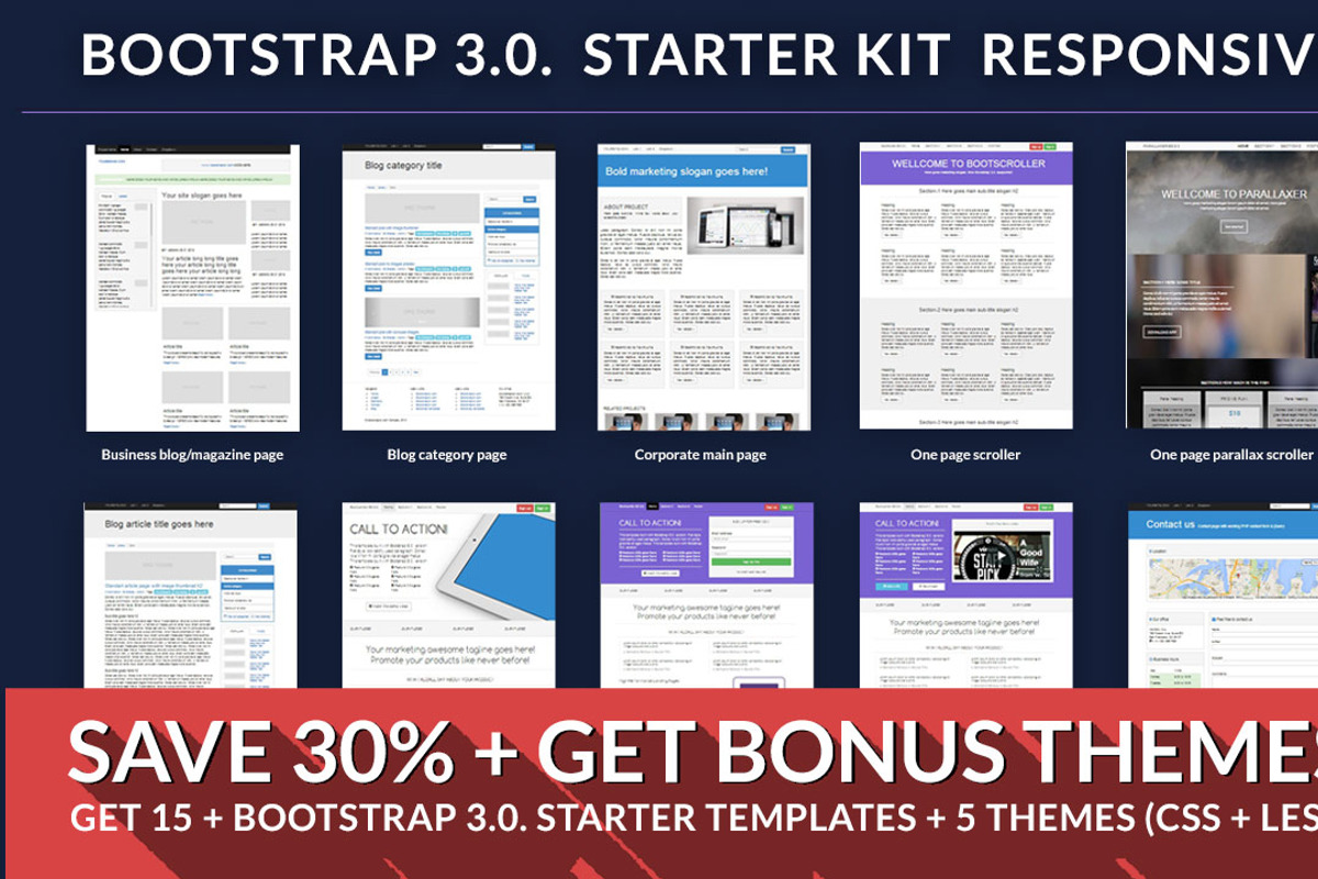 Bootstrap starter responsive KIT, a Websites & App Template by Bootstraptor