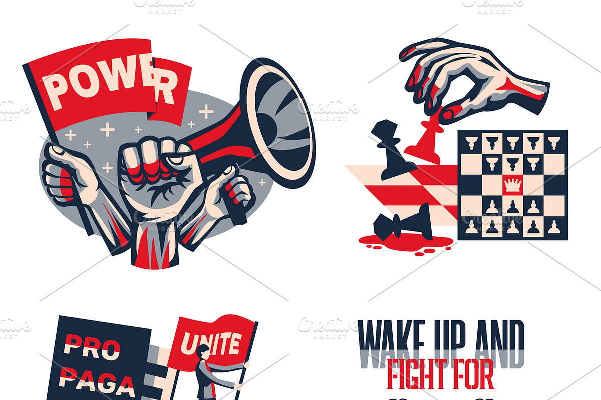 Revolution political slogans set, a Solid Icon by Macrovector ...