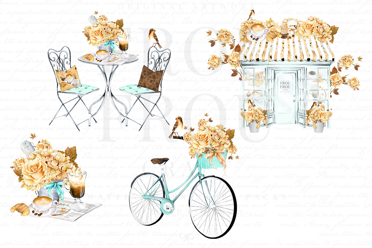 Watercolor Coffee Paris Cafe Clipart, a Decorative Illustration by Frou ...