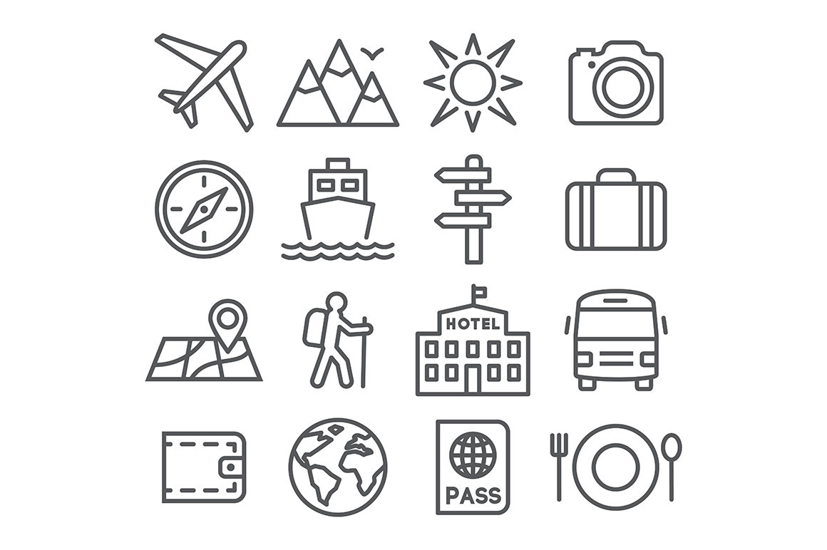 Travel Line Icons, an Outline Icon by IhorZigor