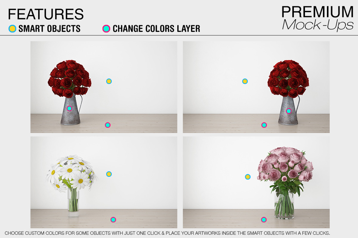 Spring Flowers & 90 Frames Mockup, a Print Template by mock-ups ...