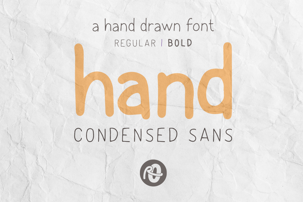 Hand Condensed Sans: hand drawn font, a Font by Rachel Ortiz | Creative ...