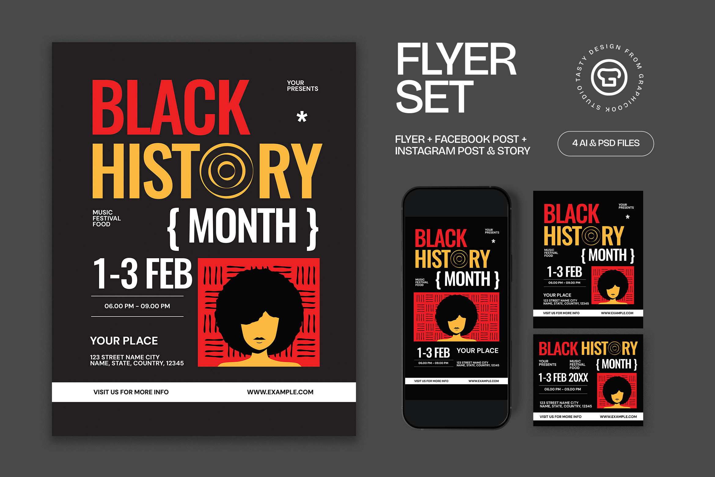 Black History Month Flyer, a Flyer Template by graphicook