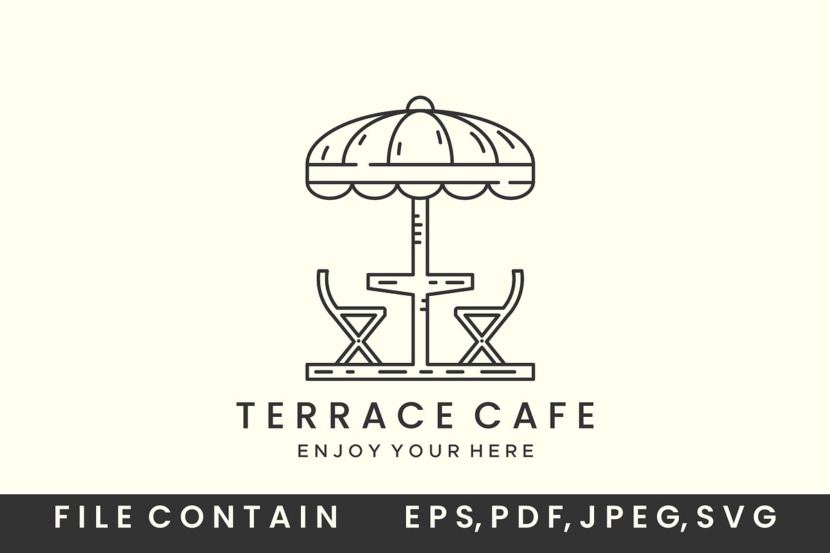 terrace cafe minimalist line logo icon | Creative Market
