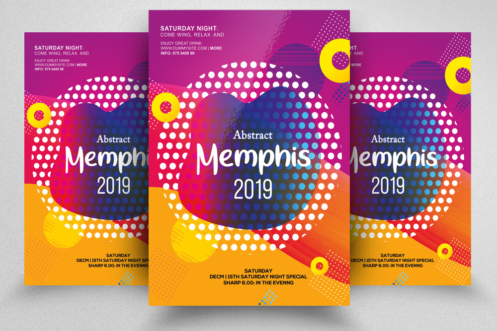 Electro Memphis Style Flyer, a Flyer Template by Psd Templates