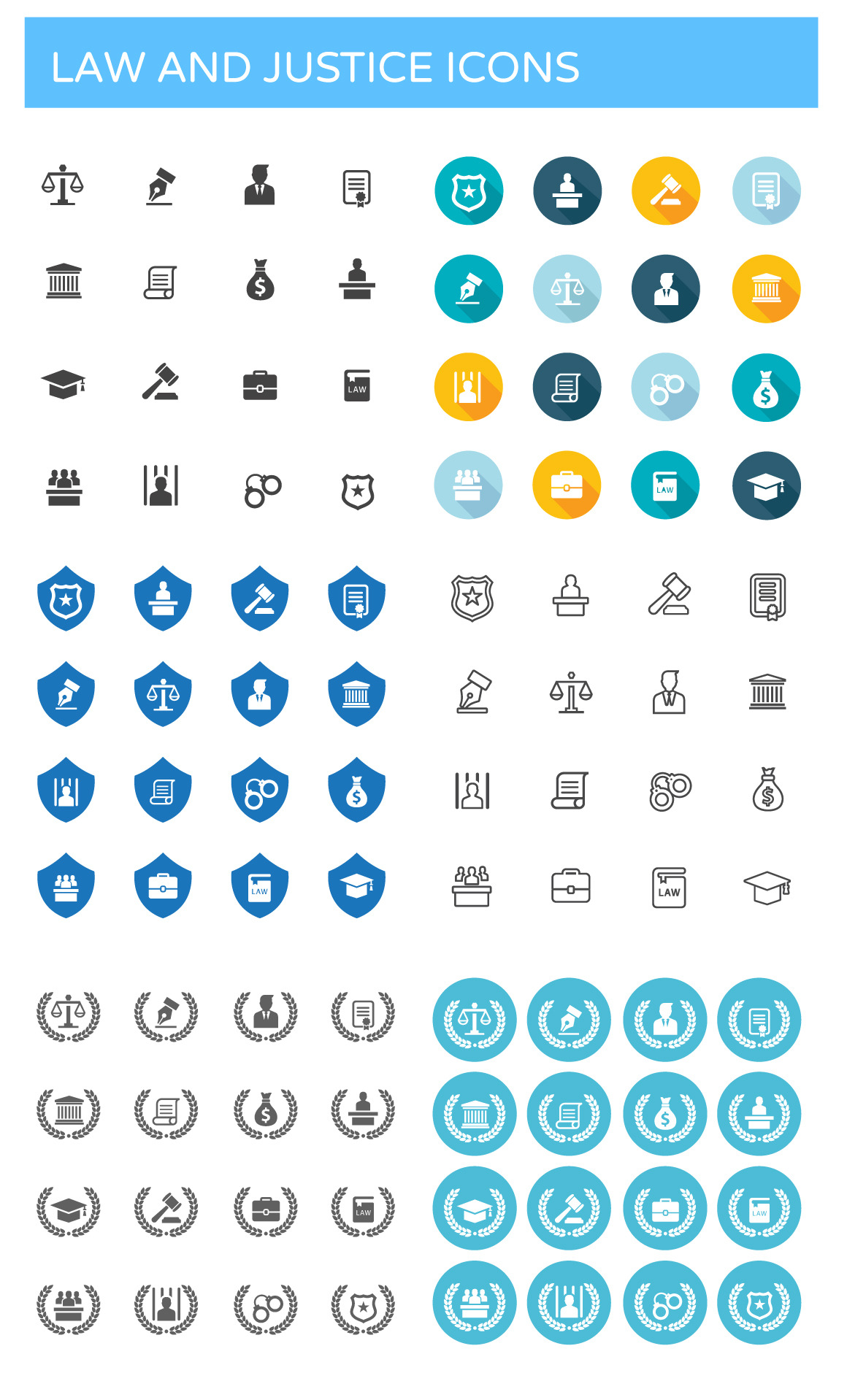 Law and Justice icons, an Icon by Vectorwins Premium Shop