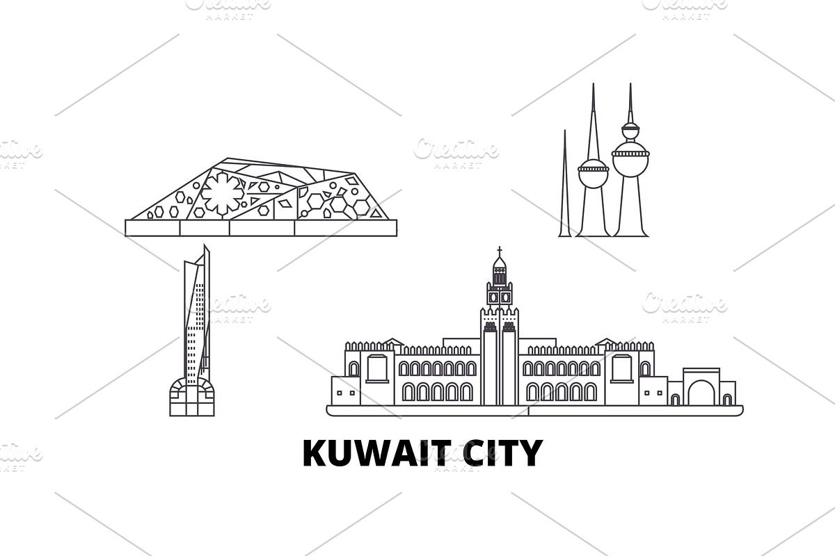 Kuwait, Kuwait City line travel, a Work Illustration by urban icon