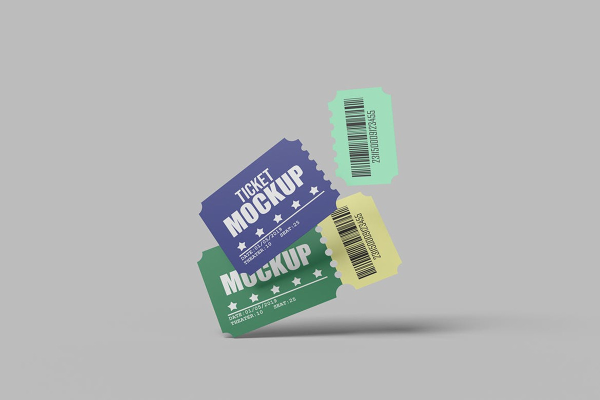Floating Ticket Mockup, a Product Mockup by FDR Studio