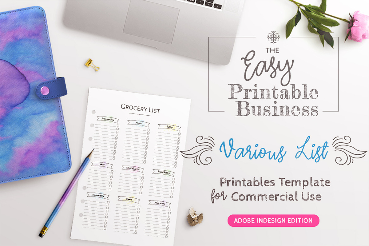 Various List Printables Template, a Templates & Theme by Janice Designs