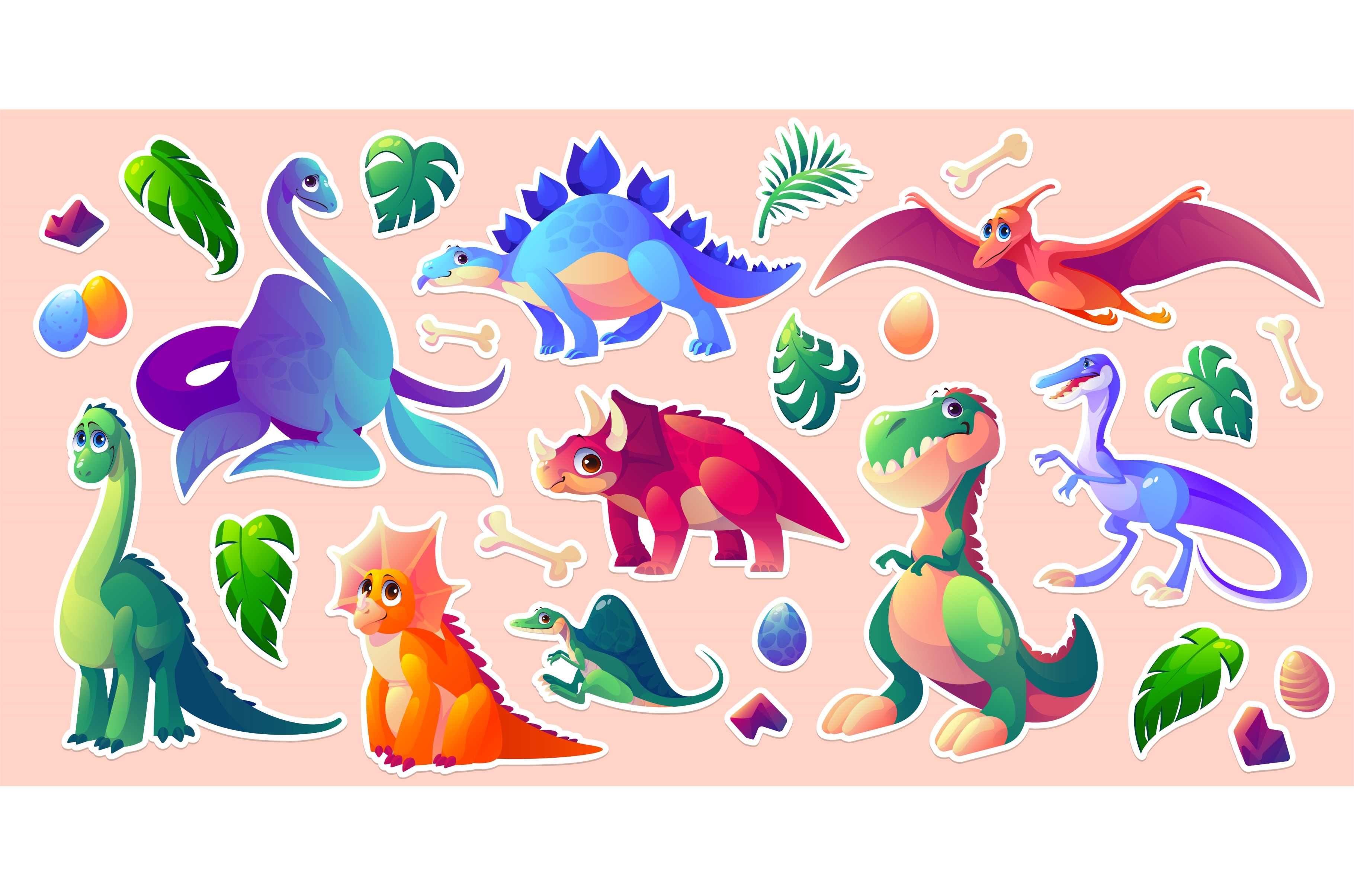 Dinosaurs stickerpack, dino cartoon, an Animal Illustration by art PVP ...