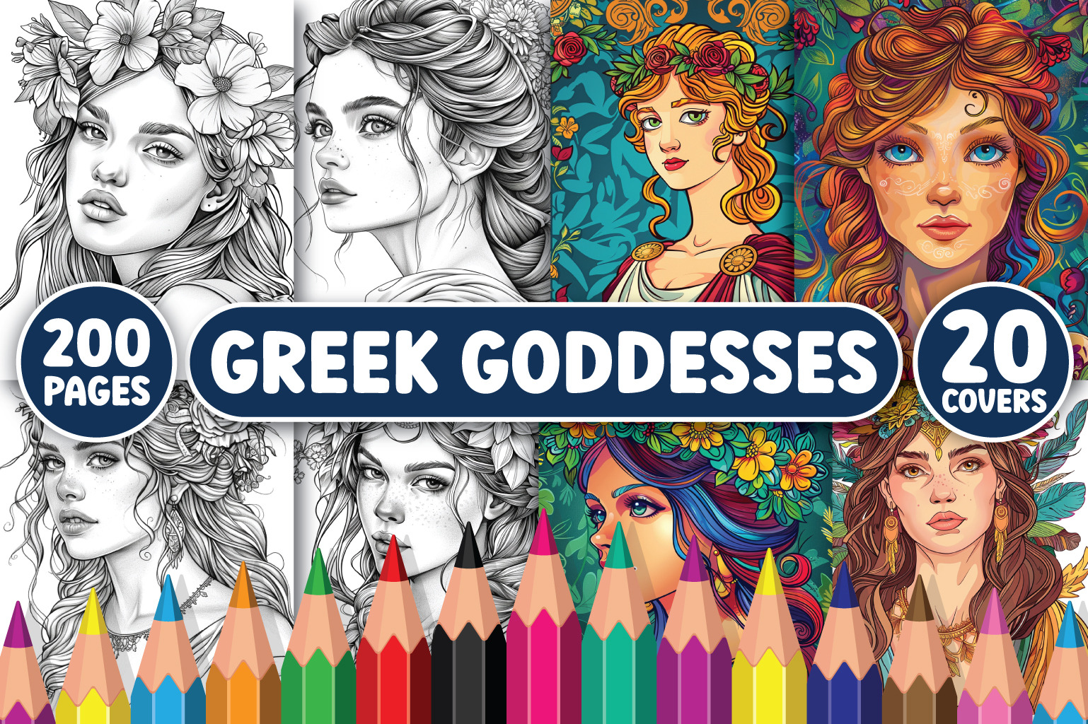 GREEK GODDESSES Coloring Pages, an Education Illustration by BrightMart
