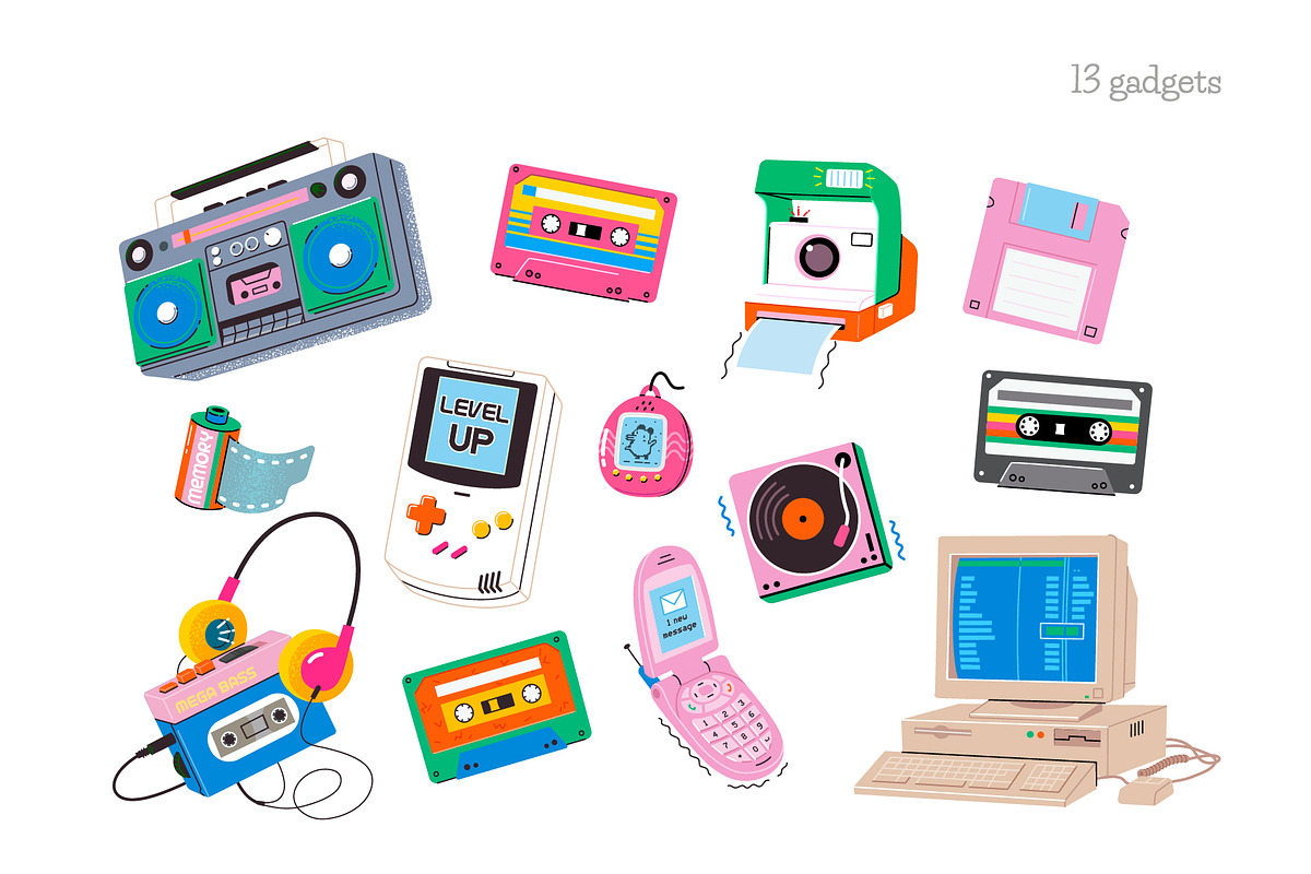 Trendy Cartoon Illustrations Set, an Illustration by Moonery's