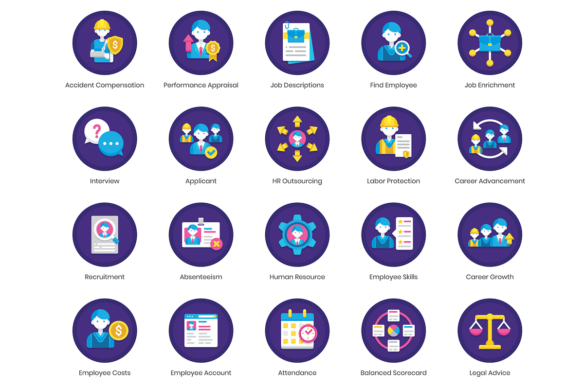 90 Human Resources Icons, an Icon by Flat Icons