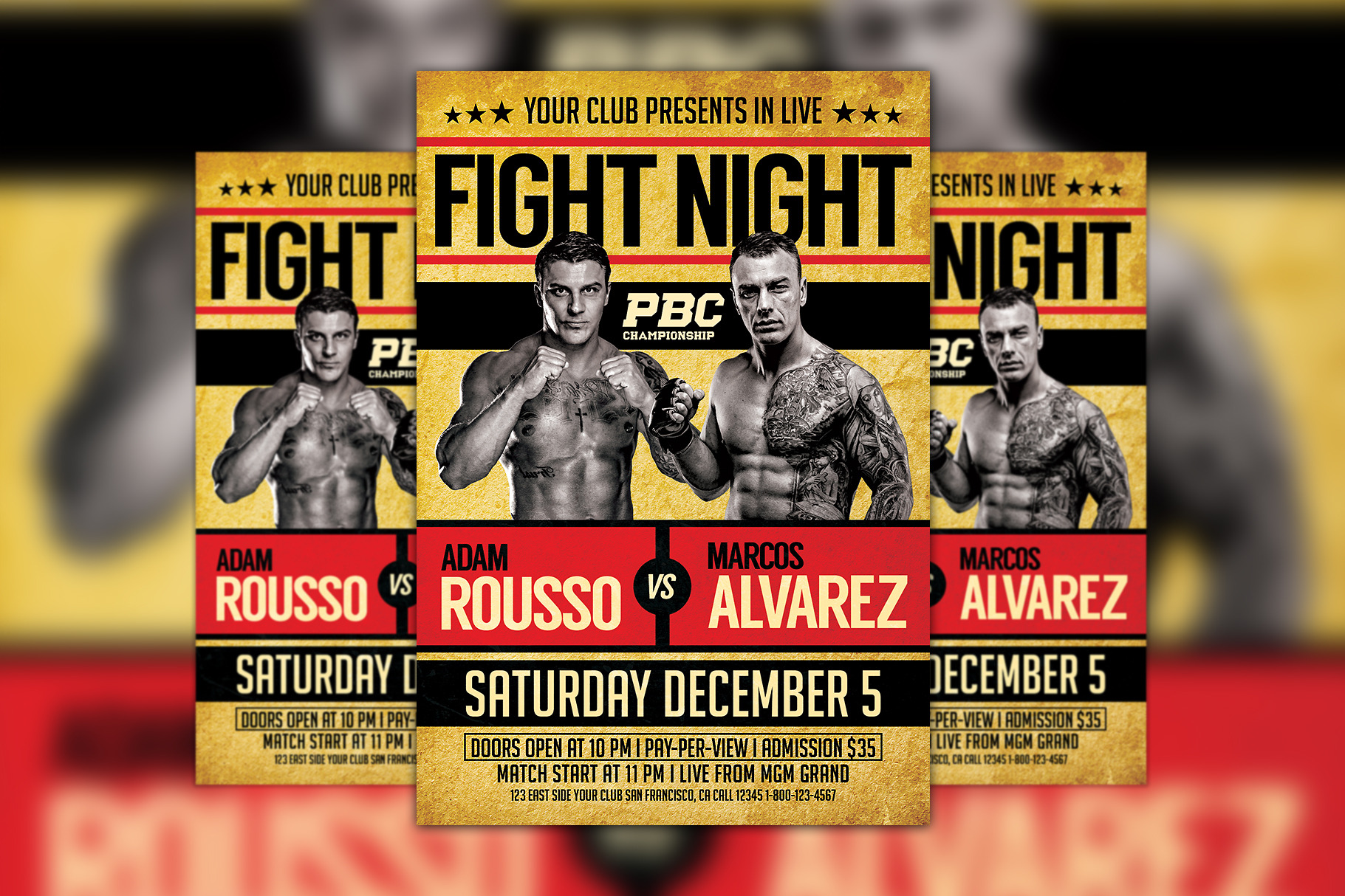 MMA/UFC Fight Night Flyer Template, a Flyer Template by Flyermind