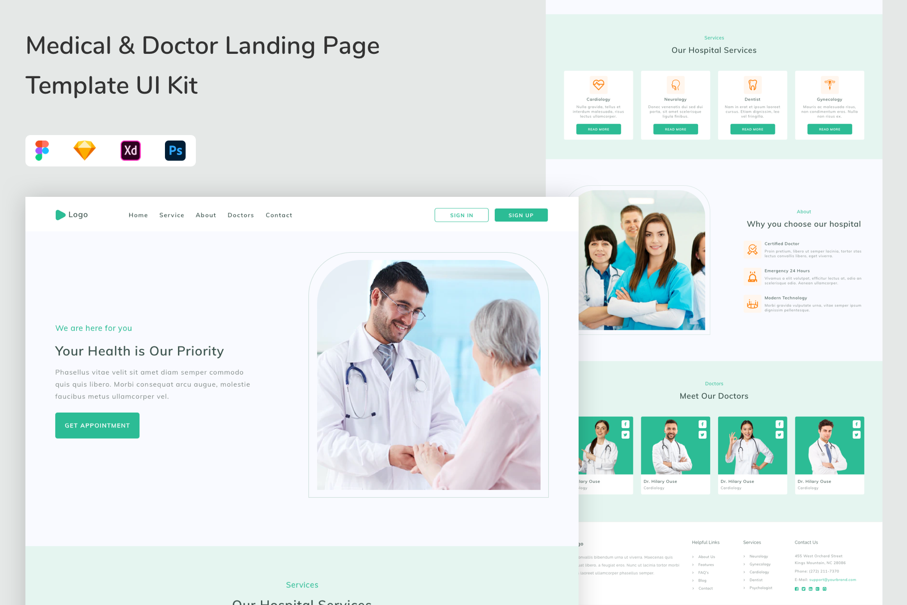 Medical & Doctor Landing Page UI Kit, an UI Kit Template by uicube ...