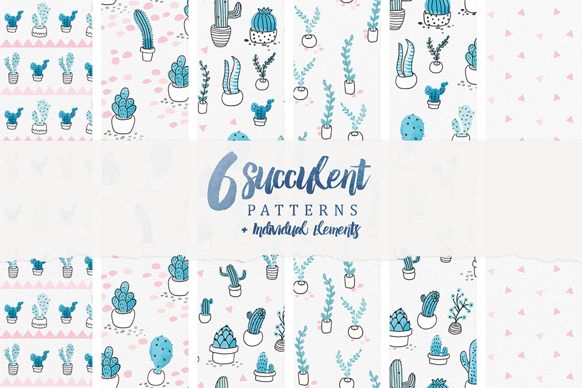 6 Succulent Patterns, a Pattern Graphic by Petite Salade