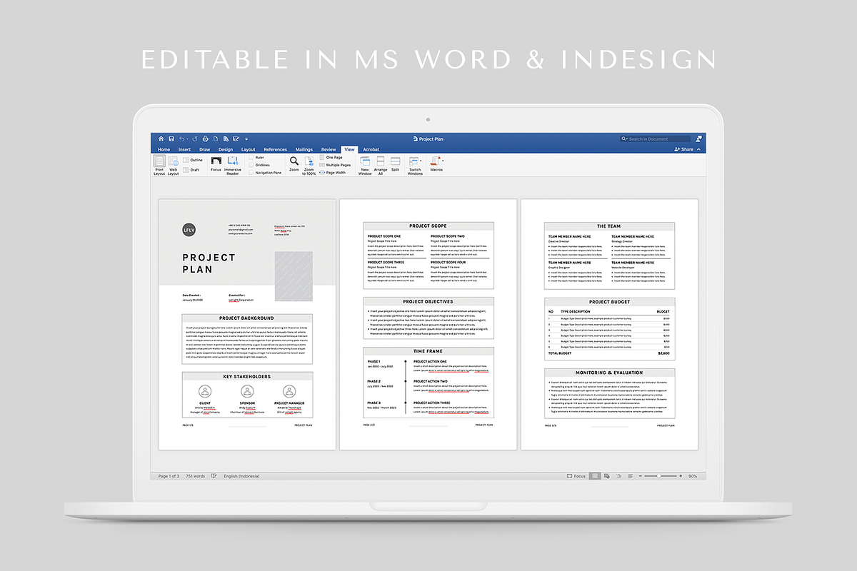 Project Plan | MS Word & Indesign, a Stationery Template by Leaflove ...