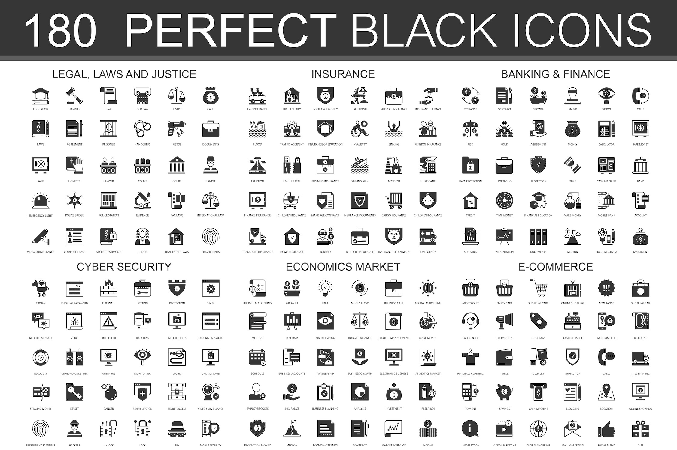 180 Black classic icons, an Outline Icon by Lemberg Vector