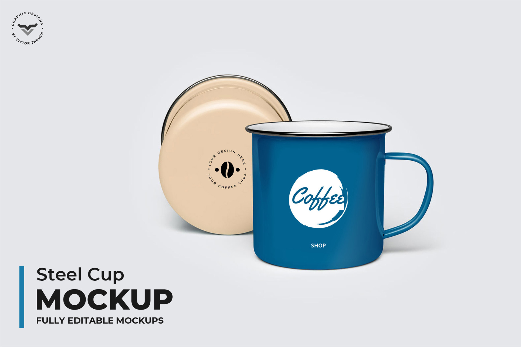 Steel Cup Mockups, a Cups & Container Mockup by VictorThemes