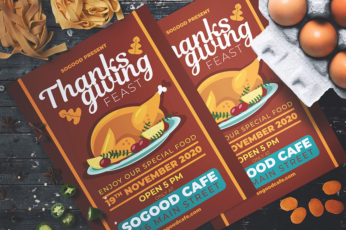 Thanksgiving Feast Flyer, a Flyer Template by Gumico Studio. | Creative ...
