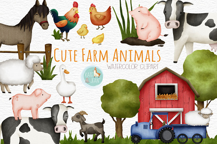 Milk Farm clipart set | Animal Illustrations ~ Creative Market