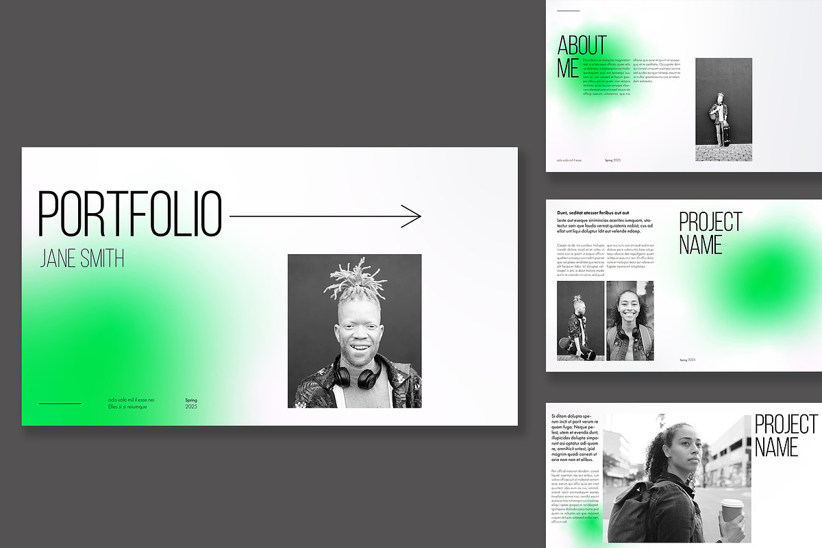 Portfolio Layout with Green Gradient, a Presentation Template by wavebreak