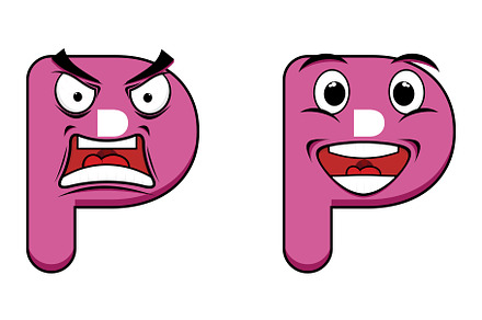 Letter R, Angry and Happy Character, an Illustration by REDVY CREATIVE
