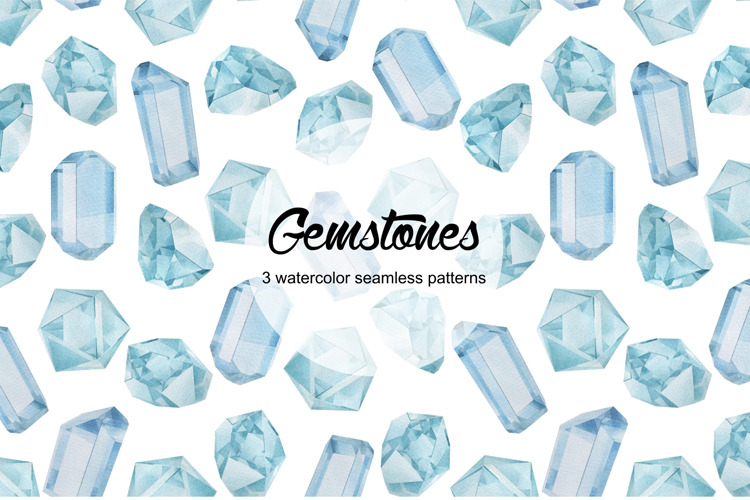 Gemstones seamless patterns, a Pattern Graphic by Curly family