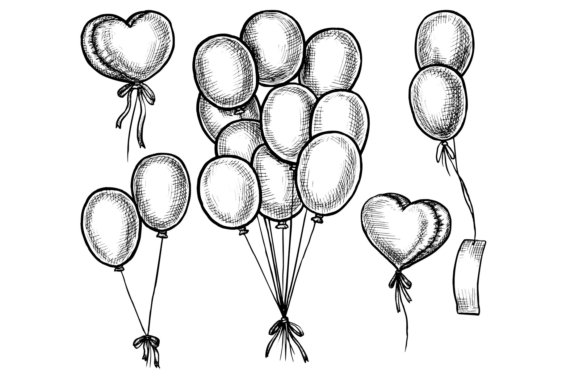 Hand drawn flying helium balloon | Graphic Objects ~ Creative Market