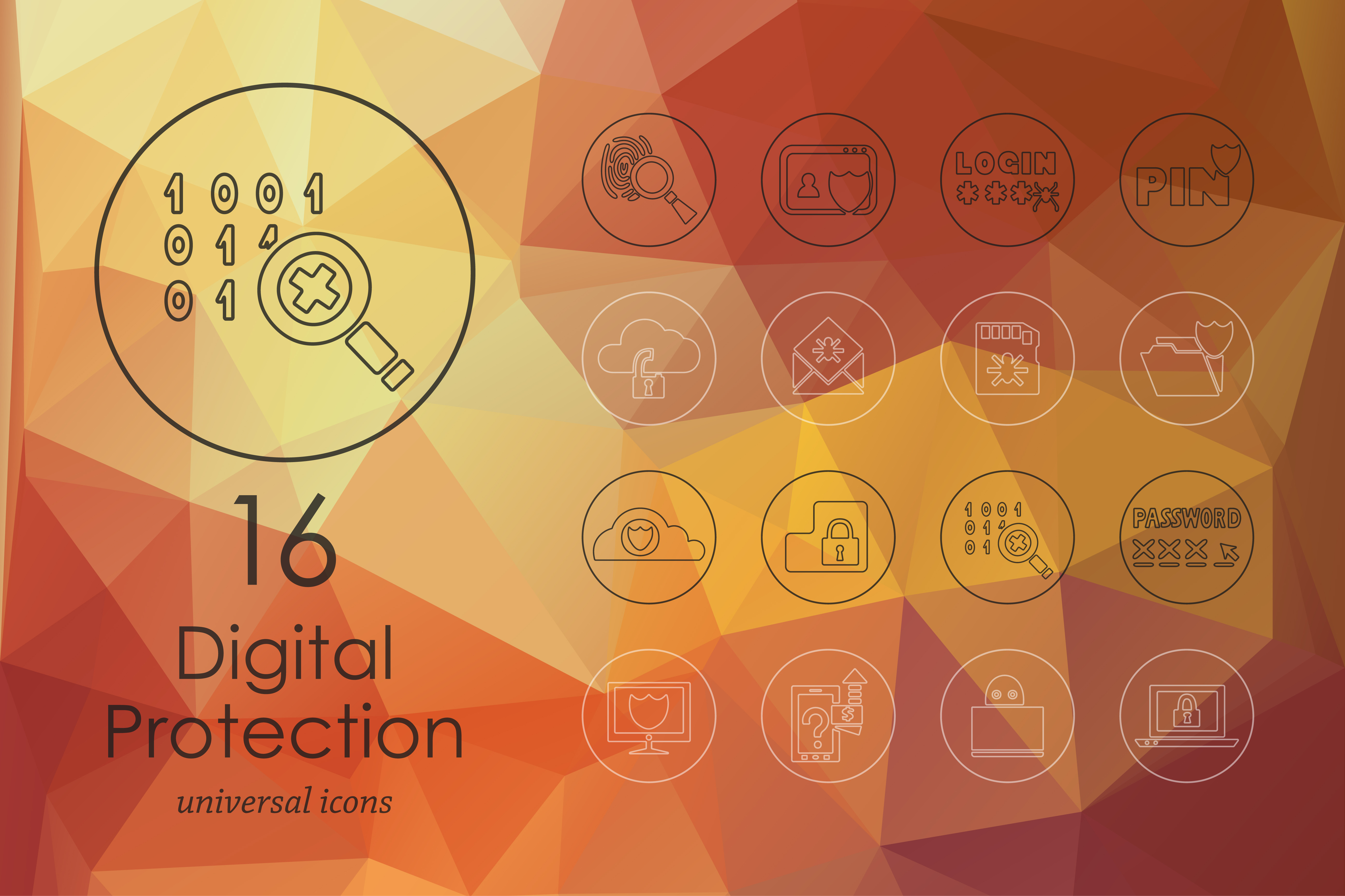 16 digital protection icons, an Icon by Palau