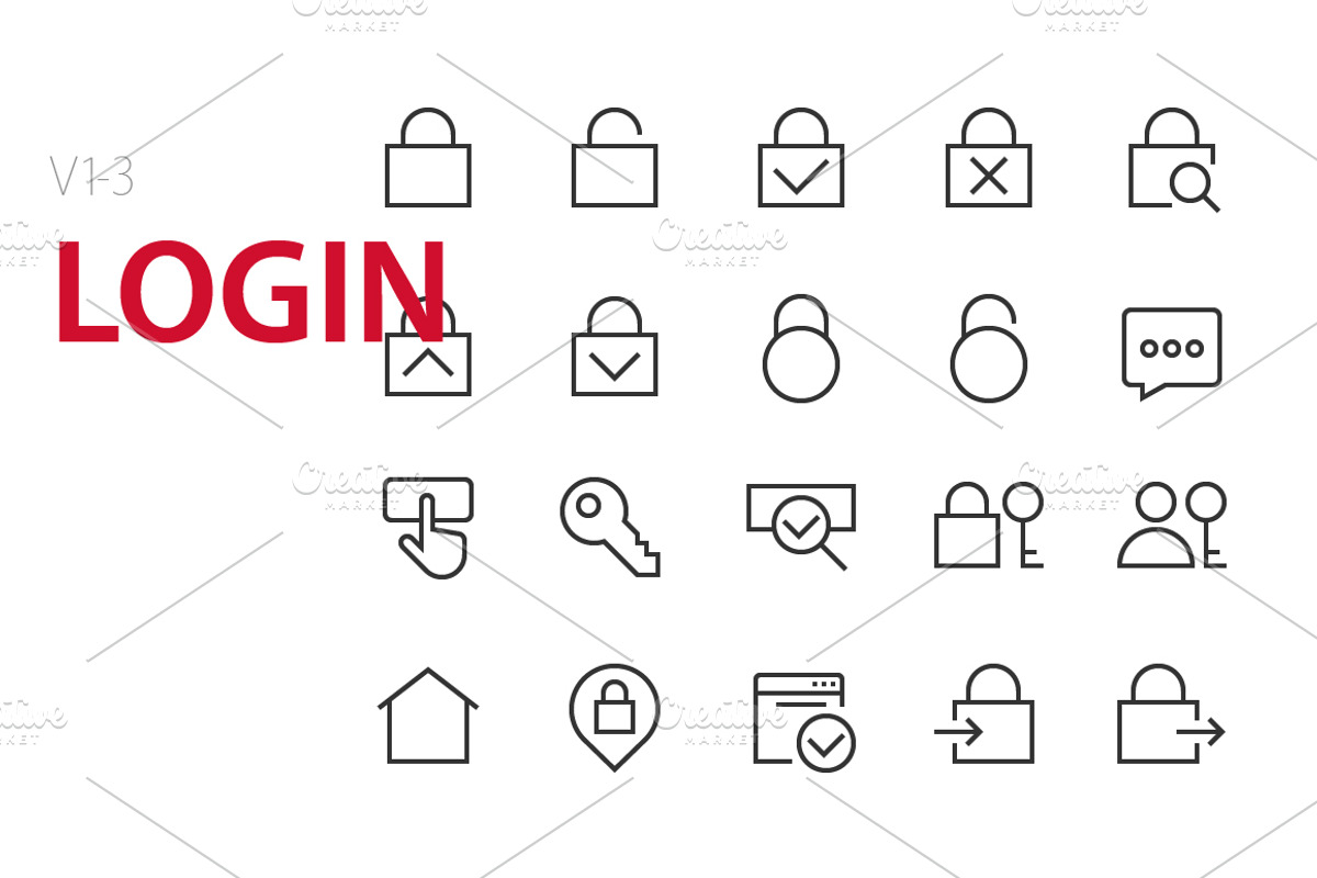 60 Login UI icons, an Outline Icon by Palau