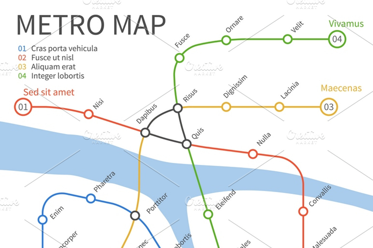 Metro subway train map, a Transportation Illustration by Microvector