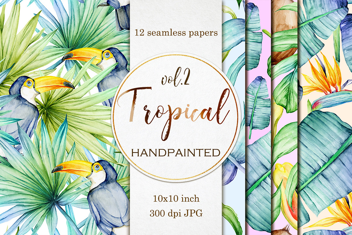 12 Tropical seamless digital papers, a Pattern Graphic by PixelJungle