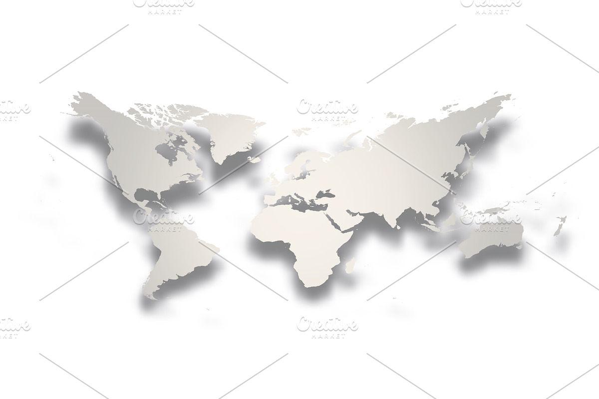Map of World. Simple silver grey, a Technology Illustration by ...