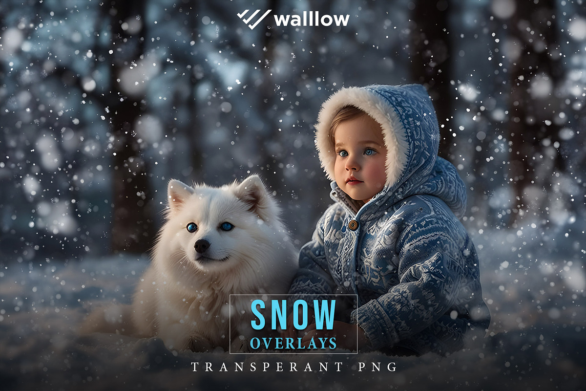 Transparent PNG Snow overlays, a Layer Style Add-On by Walllow Creatives