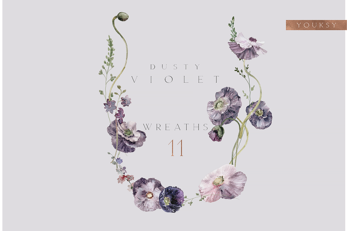NEW! Dusty Violet collection, a Decorative Illustration by Youksy