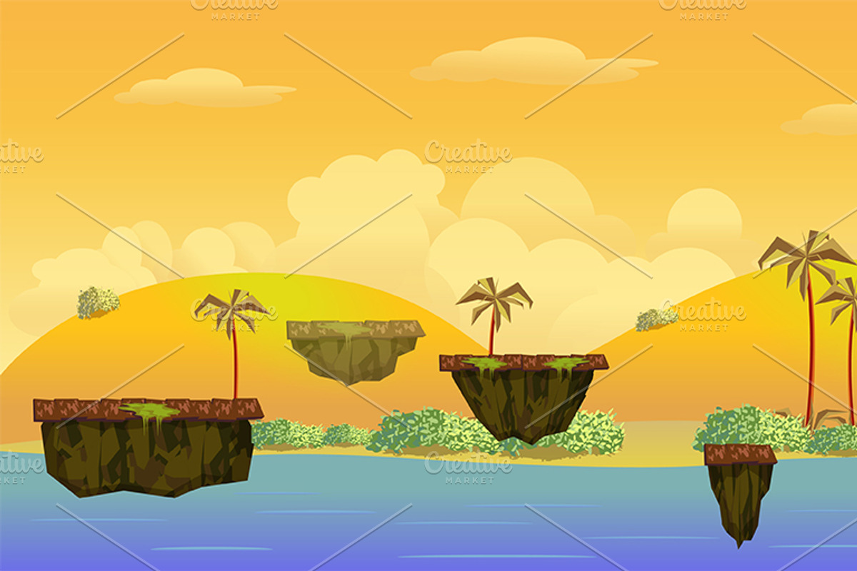 Game Asset Jump Background, an Illustration by 2dvillShop