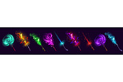 Set of magic wands with vfx light, an Illustration by art PVP - market