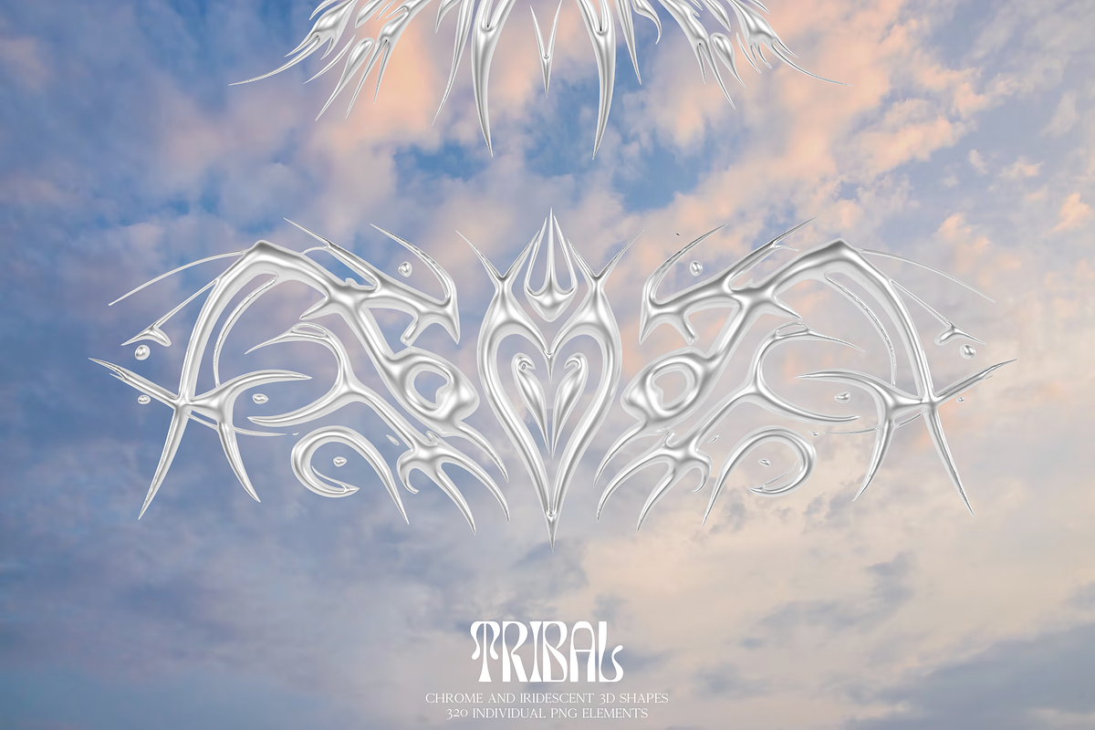 Tribal Chrome 3D Shapes, a Graphic by LarysaZabrotskaya