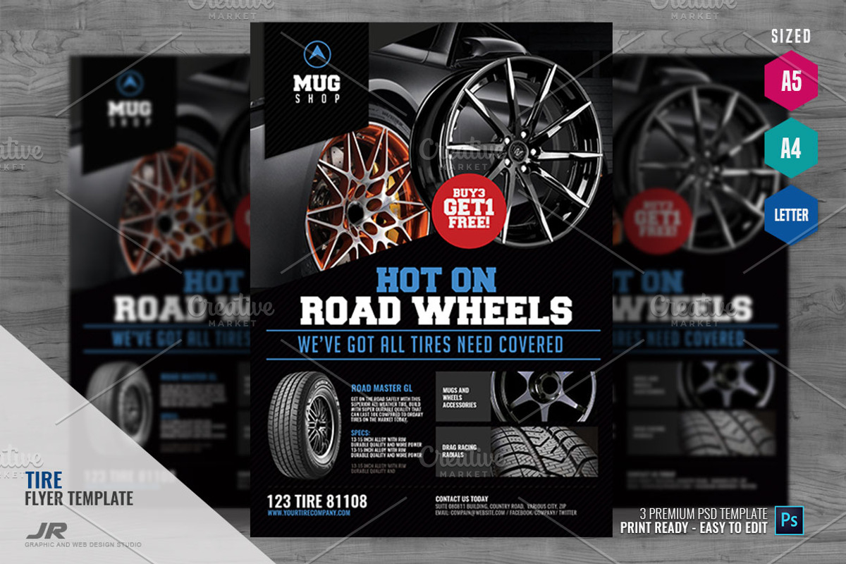 Tire Supply Shop Flyer, a Flyer Template by PSDPixel
